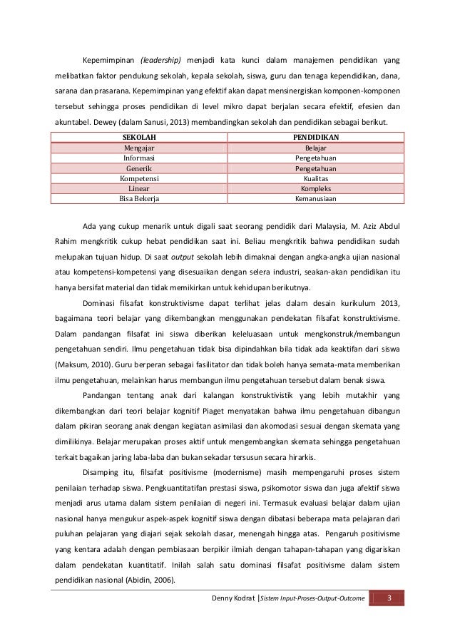 SIstem input-proses-output-outcome pendidikan bermutu