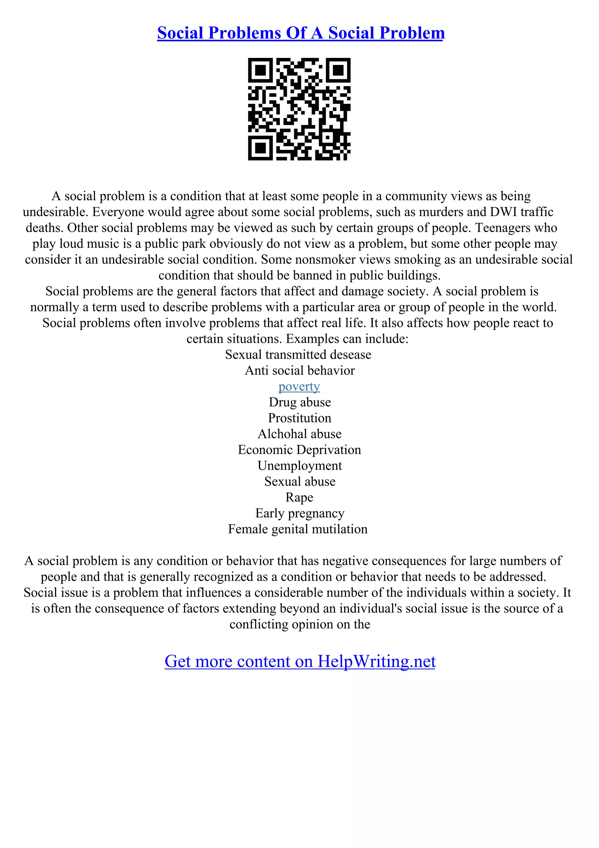 Essay Social Problem | PDF