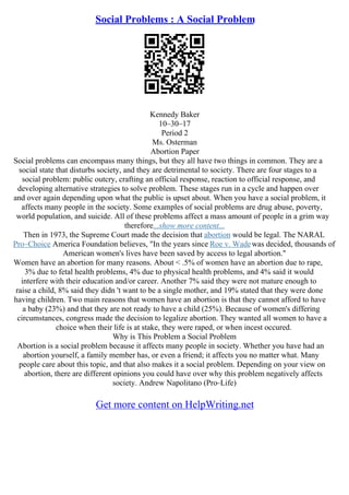 Essay Social Problem | PDF