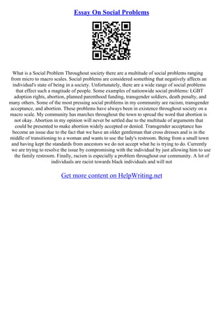 Essay Social Problem | PDF