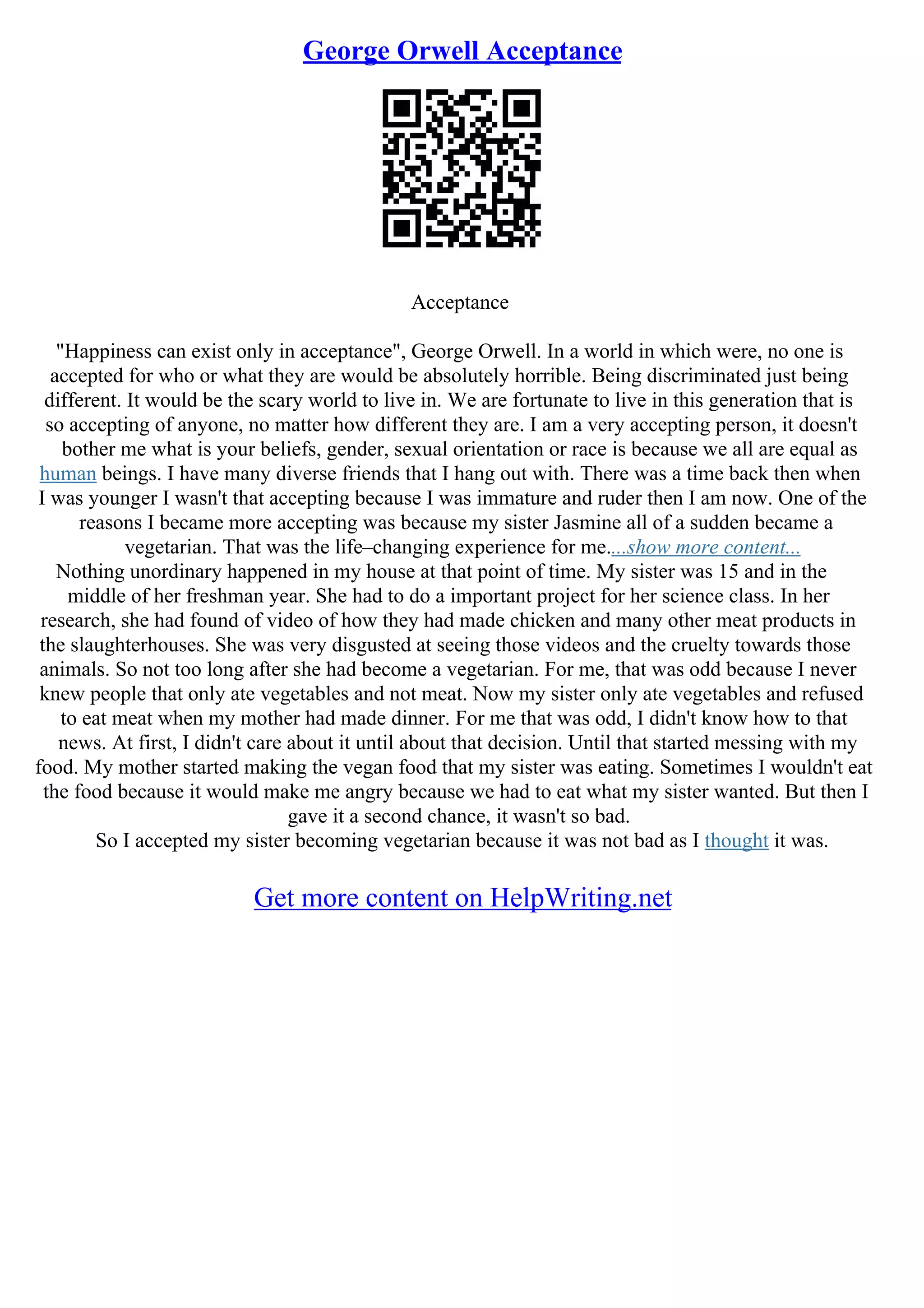 Essays On Acceptance | PDF