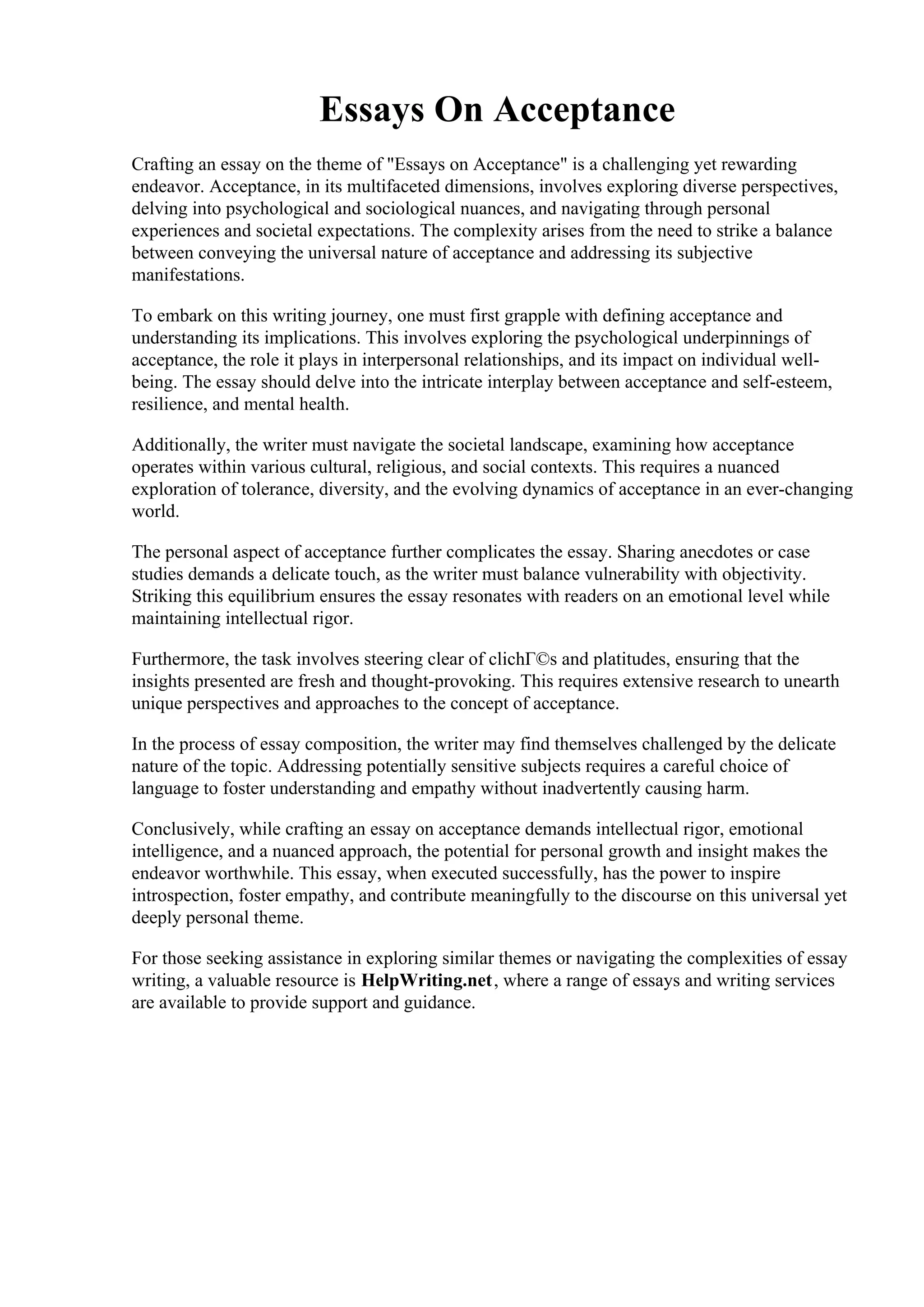 Essays On Acceptance. Acceptance Speech. Acceptance Essay Examples ...