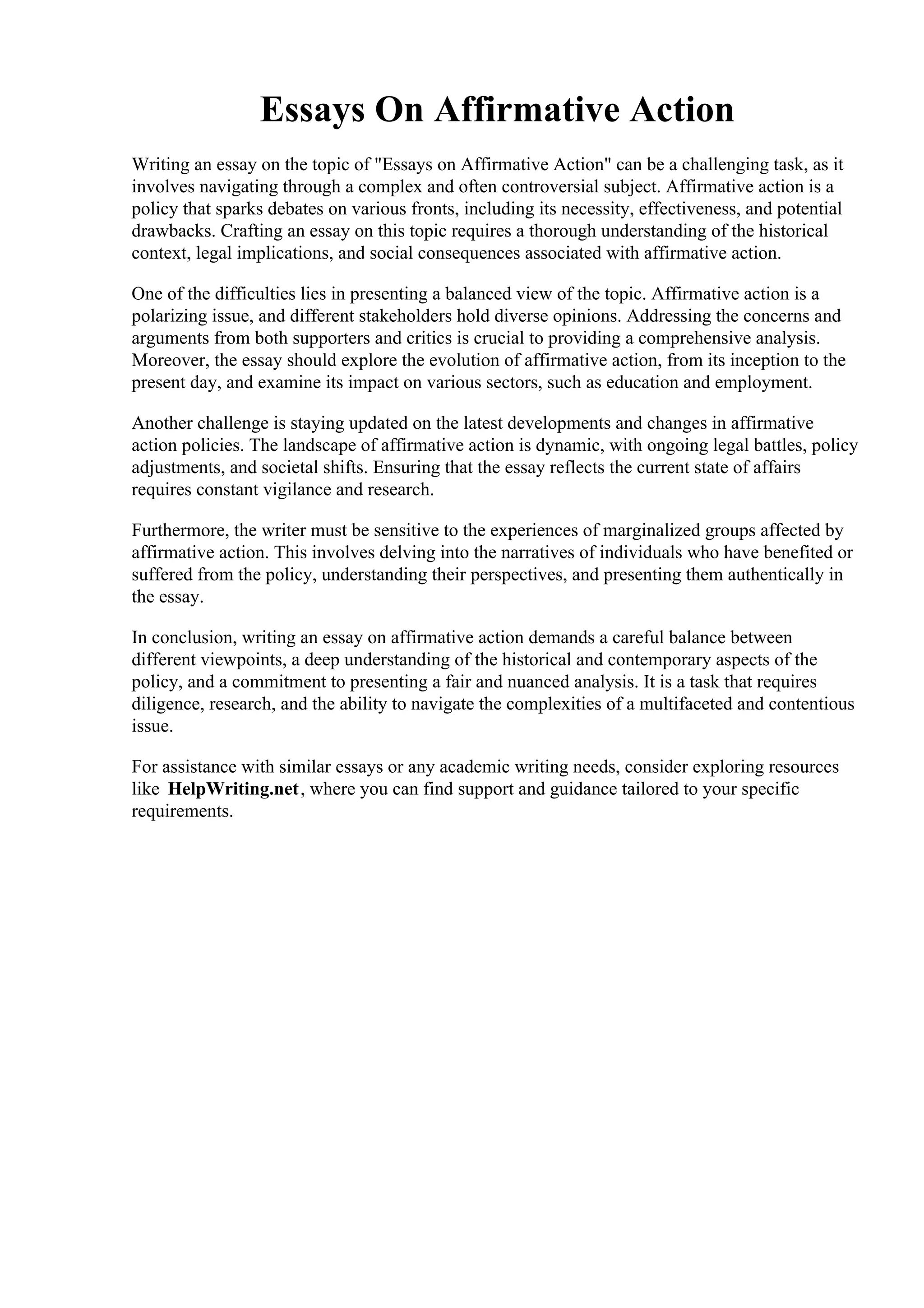 Essays On Affirmative Action. Definition of Affirmative Action ...