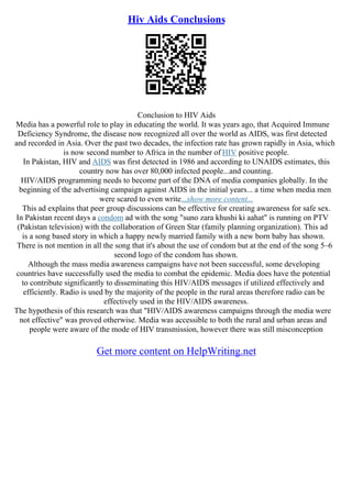 Essays On Aids | PDF