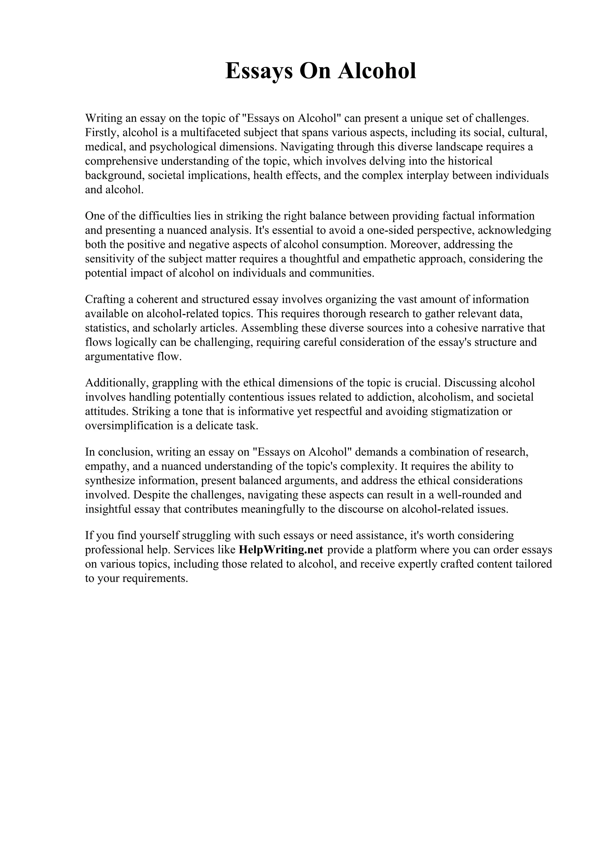 Essays On Alcohol.pdf