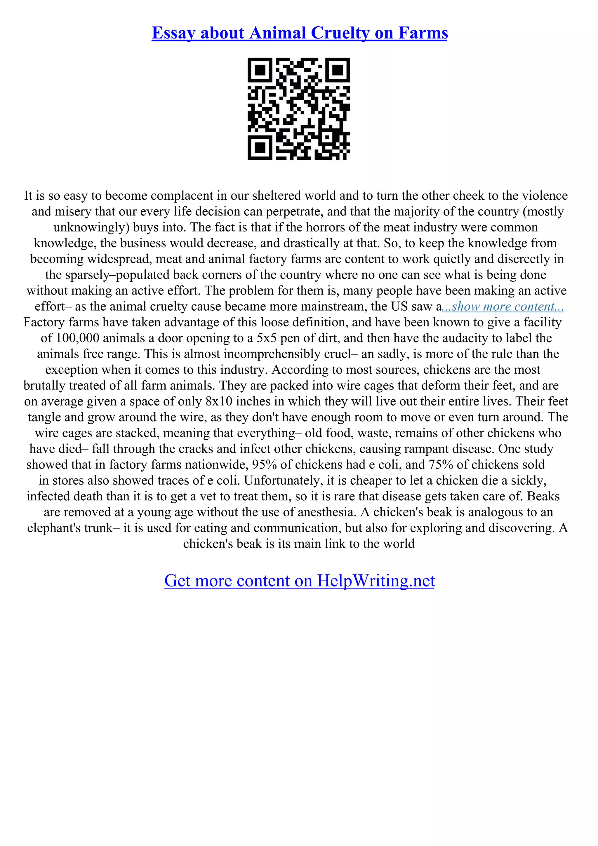 Essays On Animal Cruelty | PDF