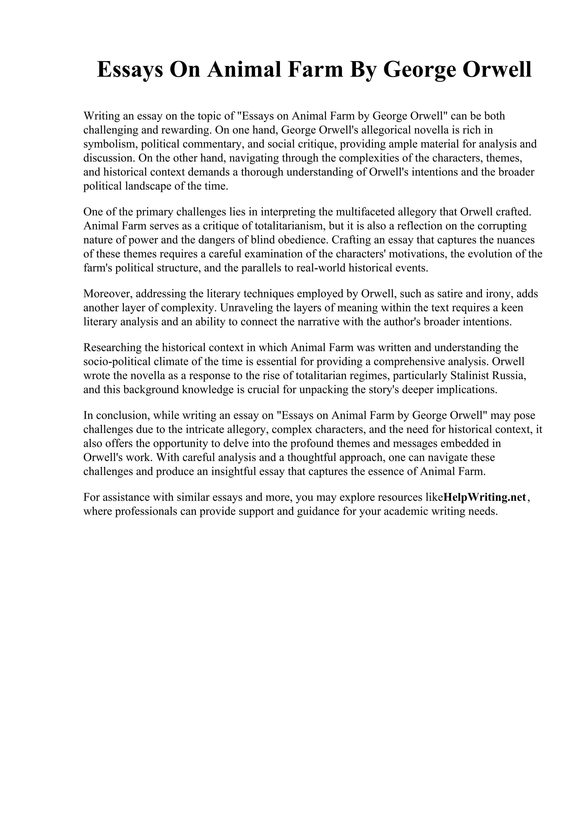 Essays On Animal Farm By George Orwell.pdf