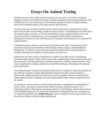 Essays On Animal Testing. Argumentative essay against animal testing ...