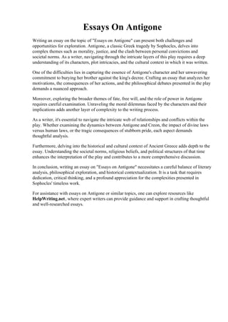 Essays On Antigone | PDF