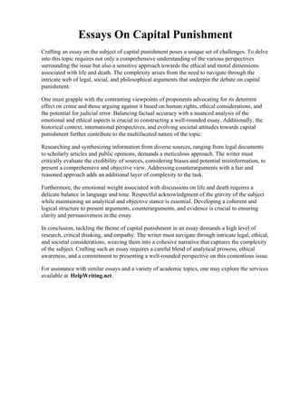 Essays On Capital Punishment | PDF