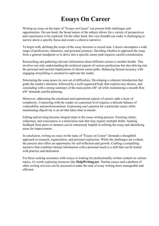 Essays On Career. College Essay Career Goals - Educational and Career ...