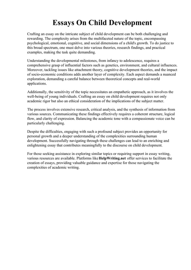 Essays On Child Development. Child development essay. Essay Sample On ...