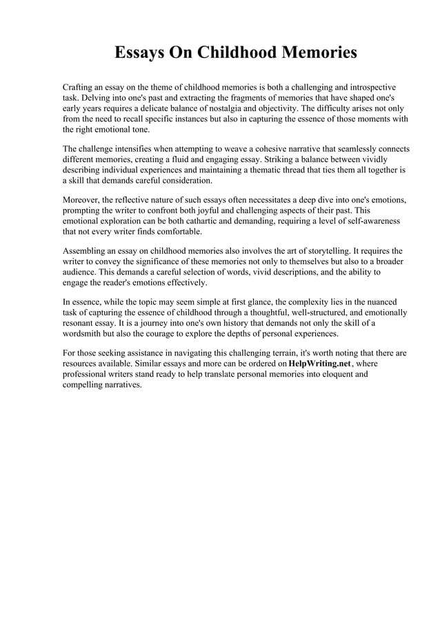 Essays On Childhood Memories.pdf