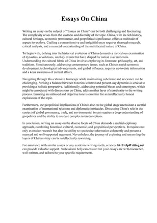 Essays On China. Montana State University | PDF