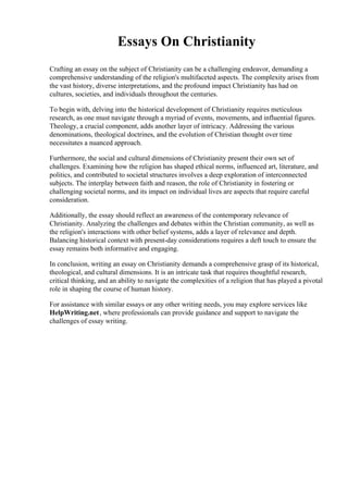Essays On Christianity.pdf | Christianity | Religion & Spirituality