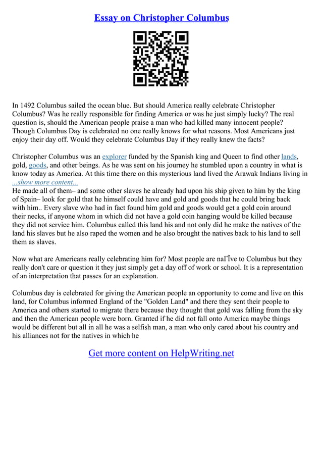 Essays On Christopher Columbus | PDF
