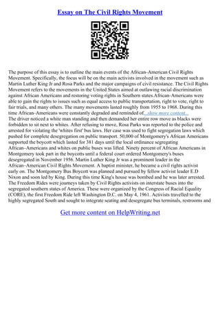 Essays On Civil Rights Movement | PDF