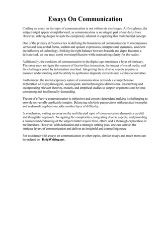 Essays On Communication | PDF