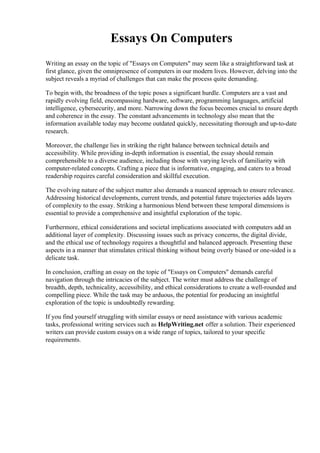Essays On Computers. Truman State University | PDF | Internet for ...
