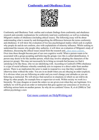 Essays On Conformity | PDF