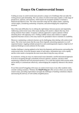 Essays On Controversial Issues.pdf | Education