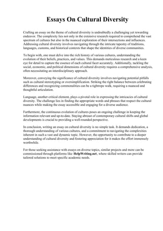 Essays On Cultural Diversity.pdf