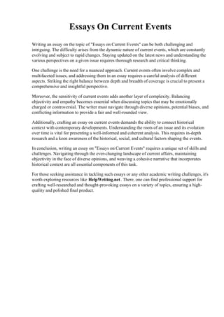 Essays On Current Events.pdf | Educational Assessment | Education