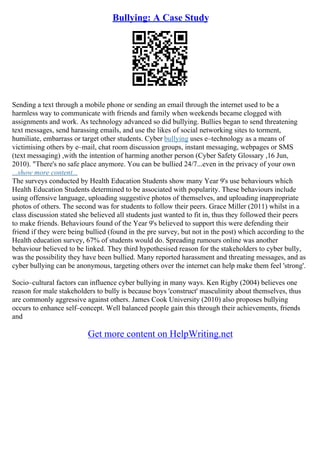 Essays On Cyber Bullying | PDF
