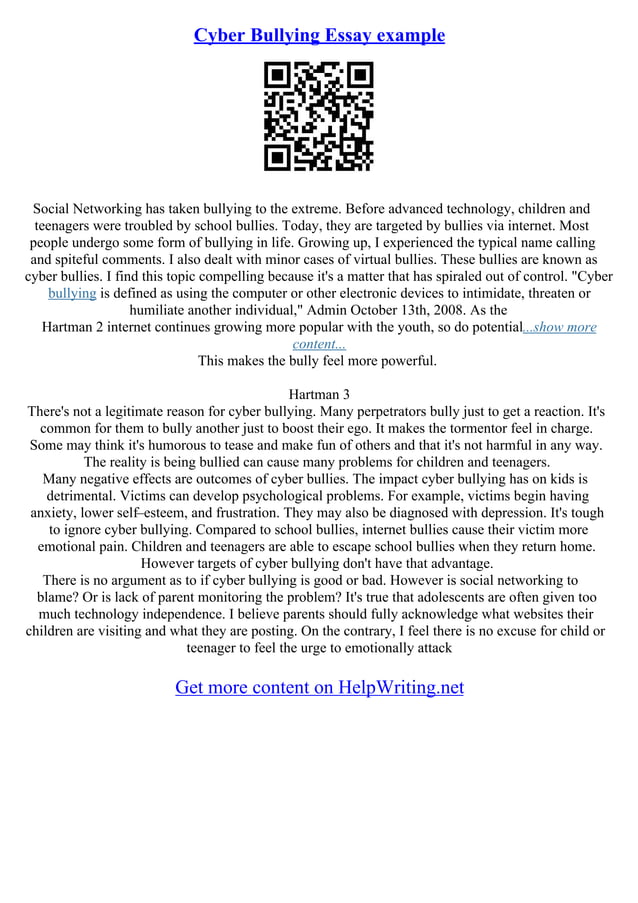 Essays On Cyber Bullying | PDF