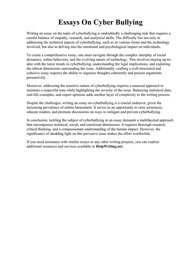 Essays On Cyber Bullying | PDF