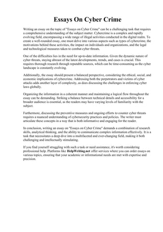 Essays On Cyber Crime. CYBER CRIME ESSAY.doc - Google Docs | PDF