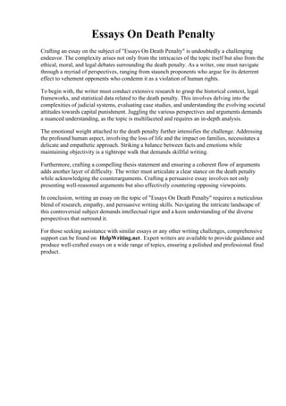 Essays On Death Penalty | PDF