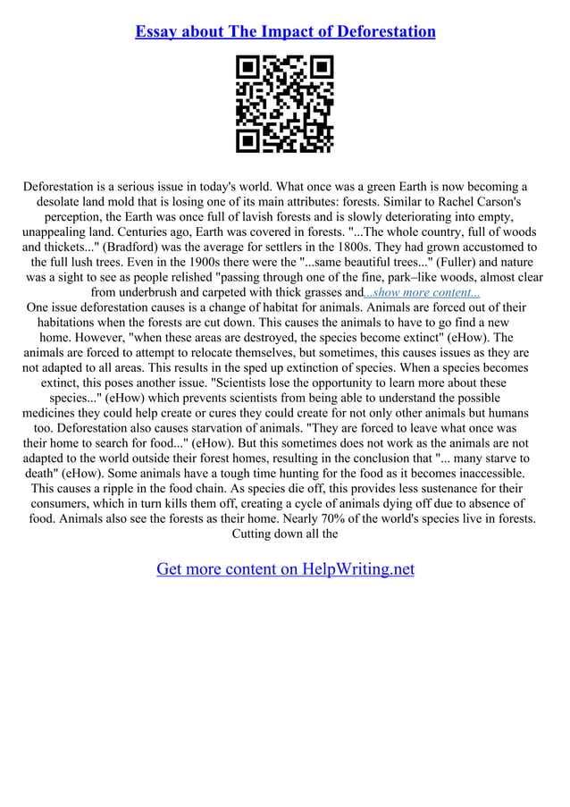 Essays On Deforestation | PDF | Agriculture | Industries