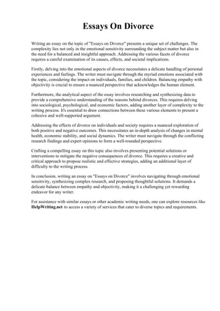 Essays On Divorce | PDF