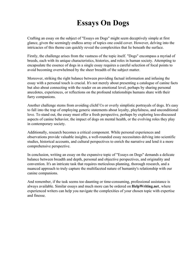 Essays On Dogs.pdf | Dogs | Pets