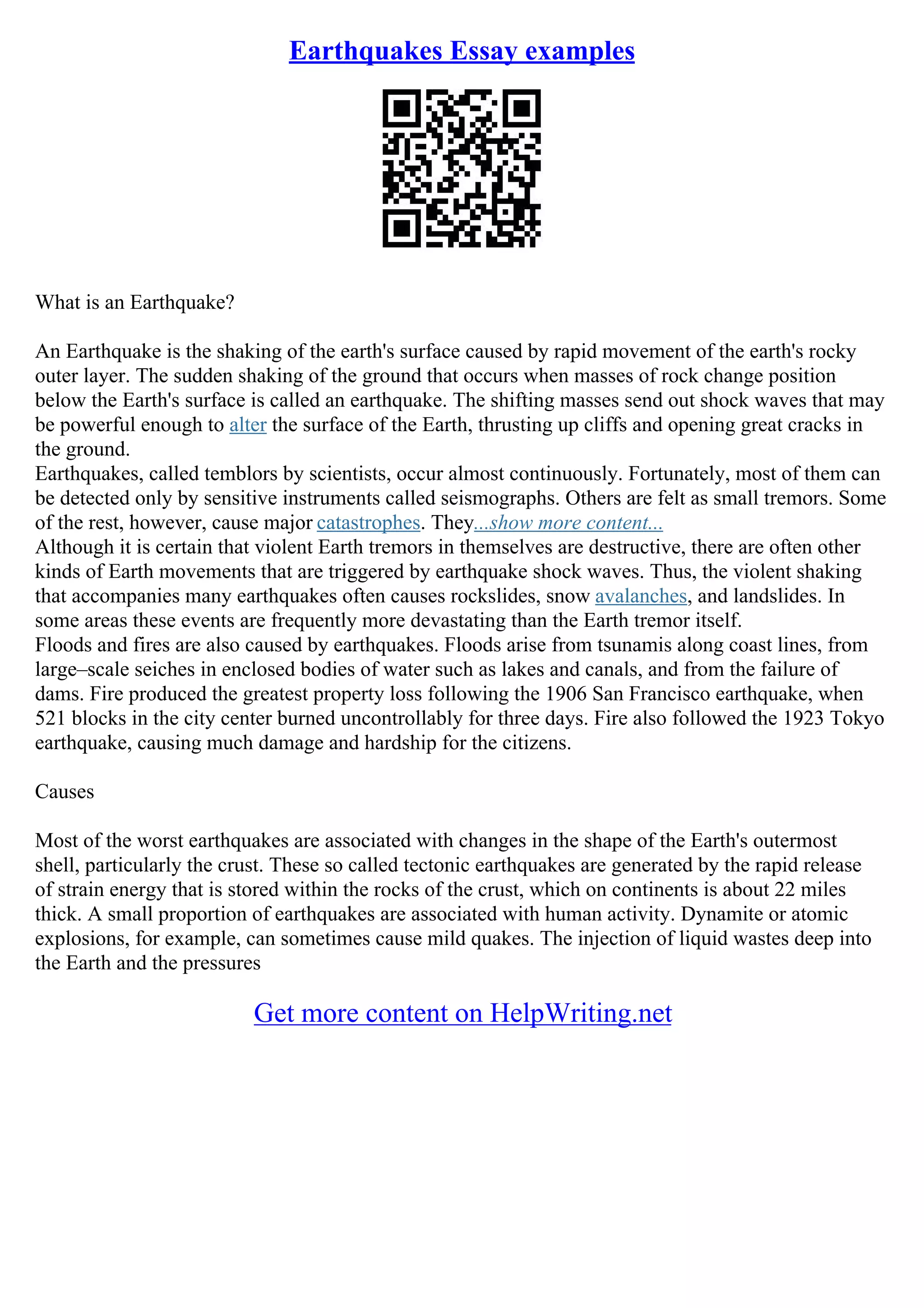 Essays On Earthquakes | PDF