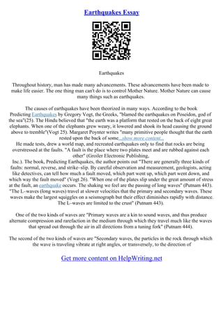 Essays On Earthquakes | PDF