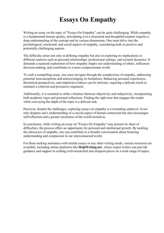 Essays On Empathy | PDF