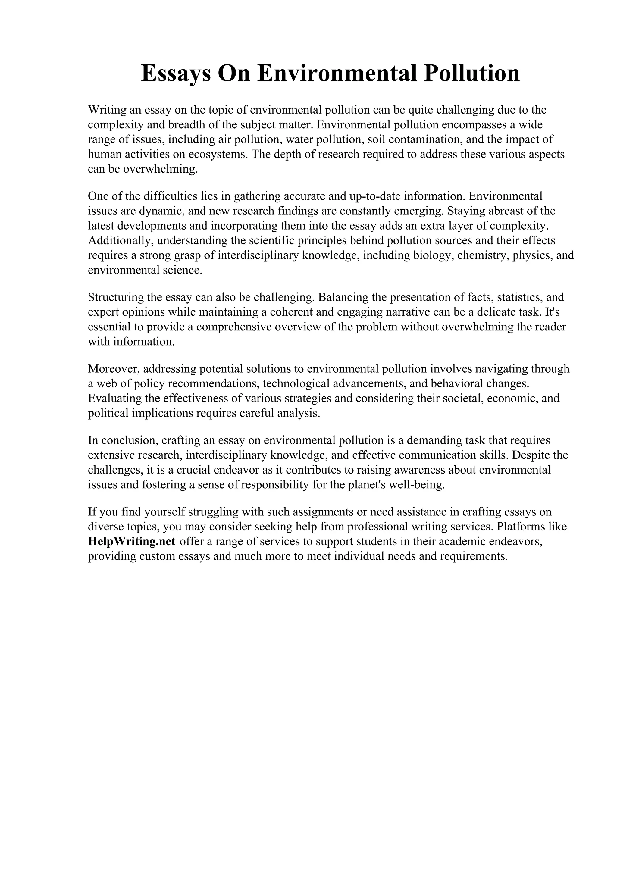 Essays On Environmental Pollution.pdf