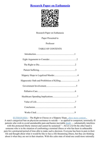 Essays On Euthanasia | PDF