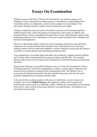 Essays On Examination | PDF