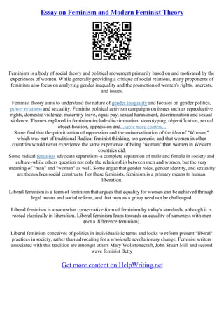 Essays On Feminism | PDF