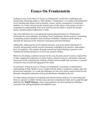 Essays On Frankenstein.pdf | Fiction | Books and Literature