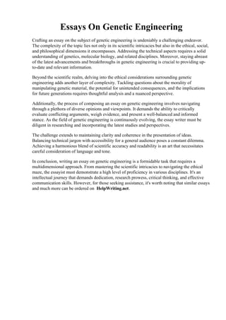 Essays On Genetic Engineering | PDF
