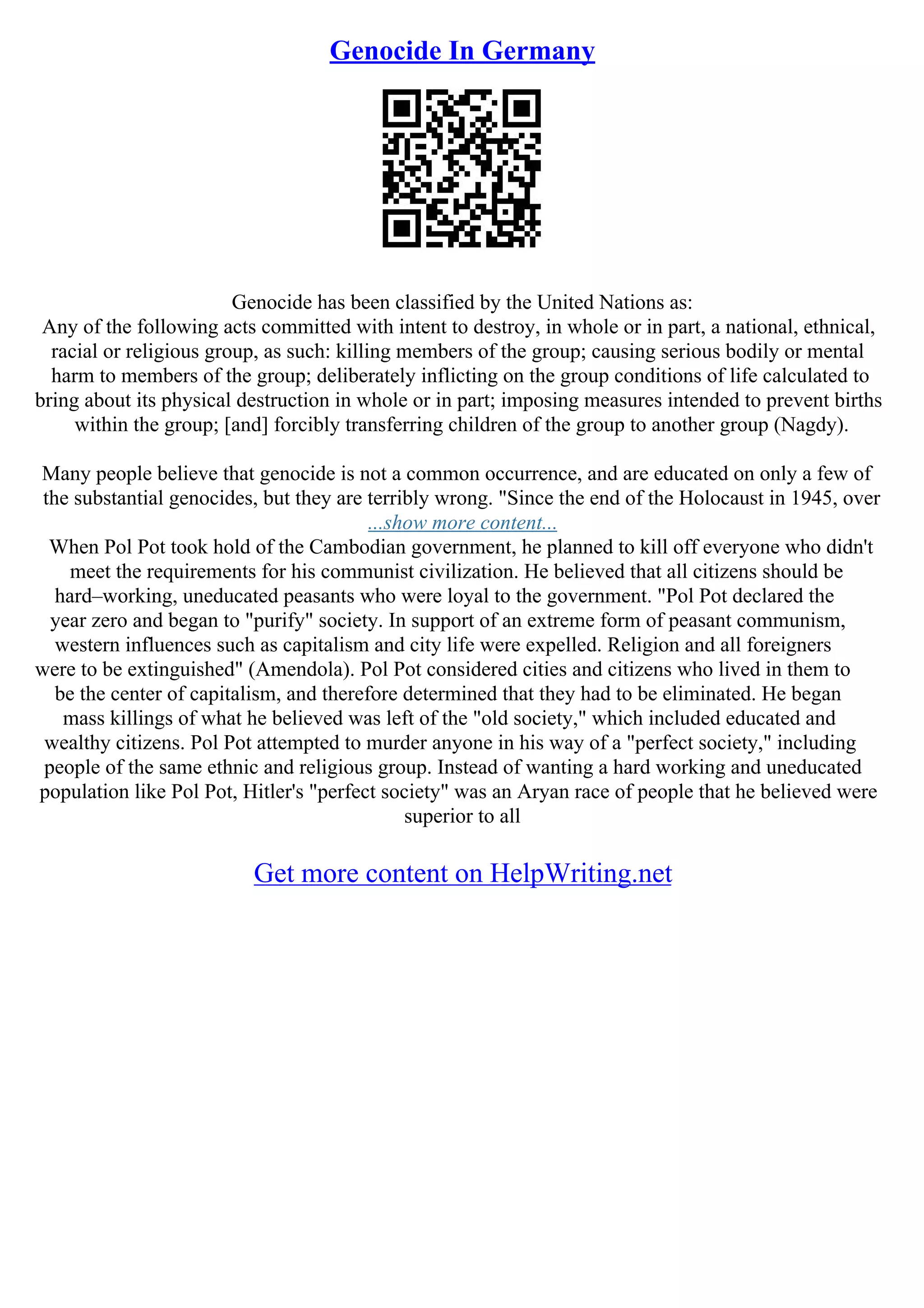 Essays On Genocide | PDF