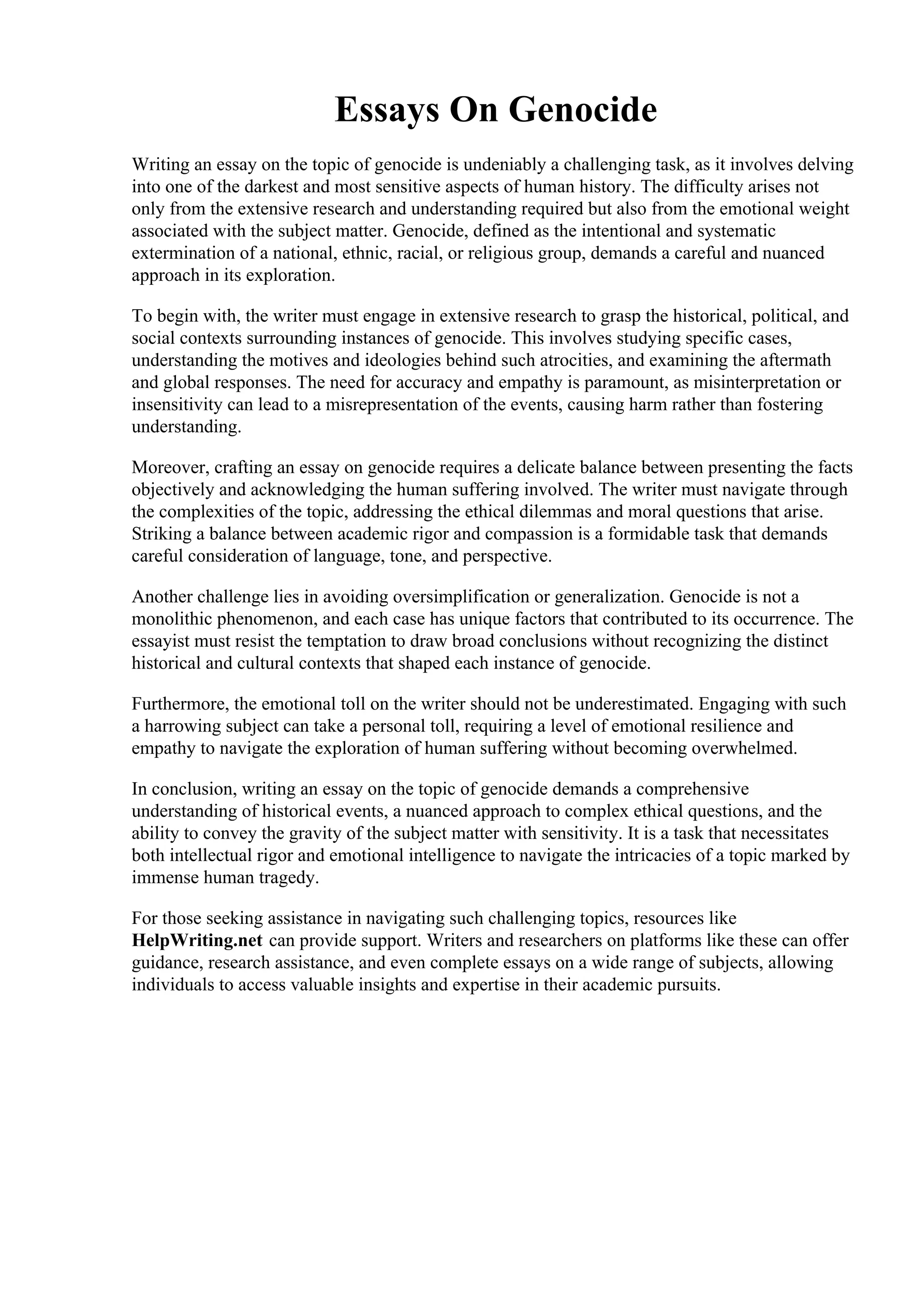 Essays On Genocide | PDF