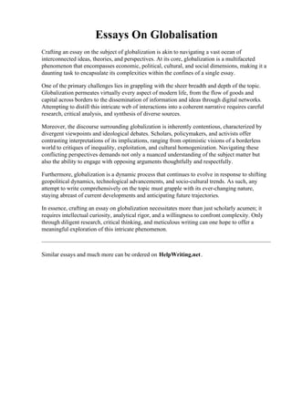 Essays On Globalisation. handwritten notes of Globalisation-political ...