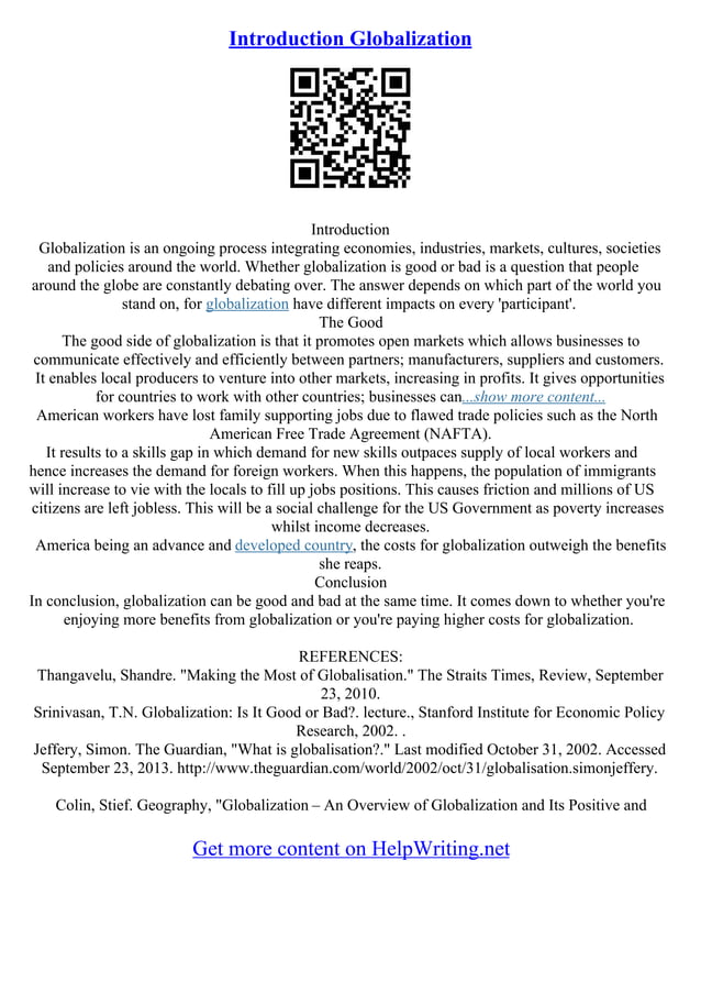 Essays On Globalization | PDF