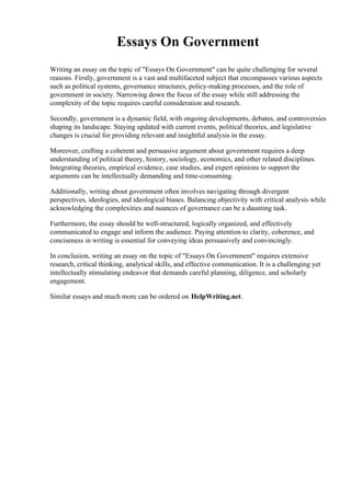 Essays On Government.pdf | Political Issues & policy | Politics