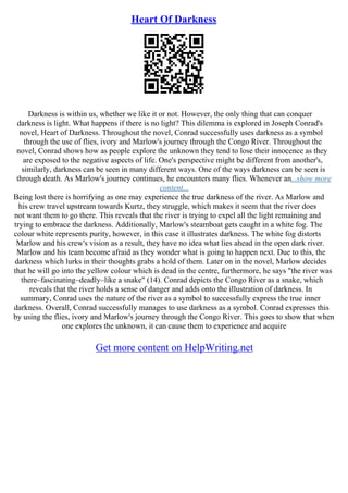 Essays On Heart Of Darkness | PDF